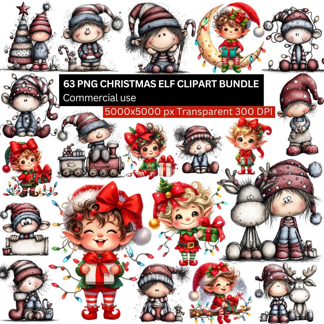 63 PNG Christmas Elf Clipart, Cute Elf PNG Bundle, 5000x5000px 300DPI ...