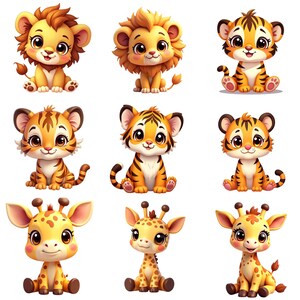 47 Cute Chibi Animals Clipart PNG JPG SVG Bundle, Kawaii Baby Animal ...