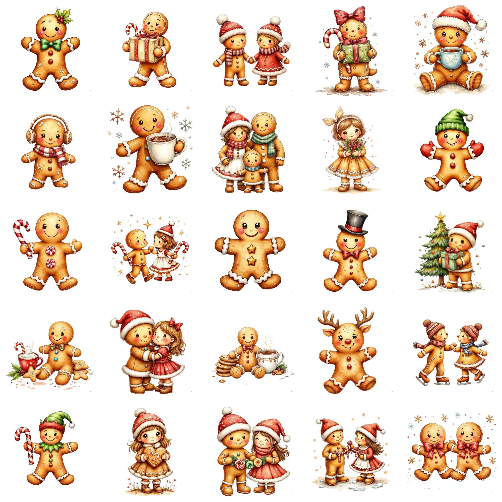 200 PNG Gingerbread Man Clipart, Christmas Cookie PNG, Cute Holiday ...