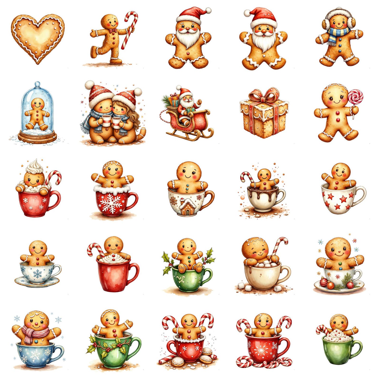 200 PNG Gingerbread Man Clipart, Christmas Cookie PNG, Cute Holiday ...
