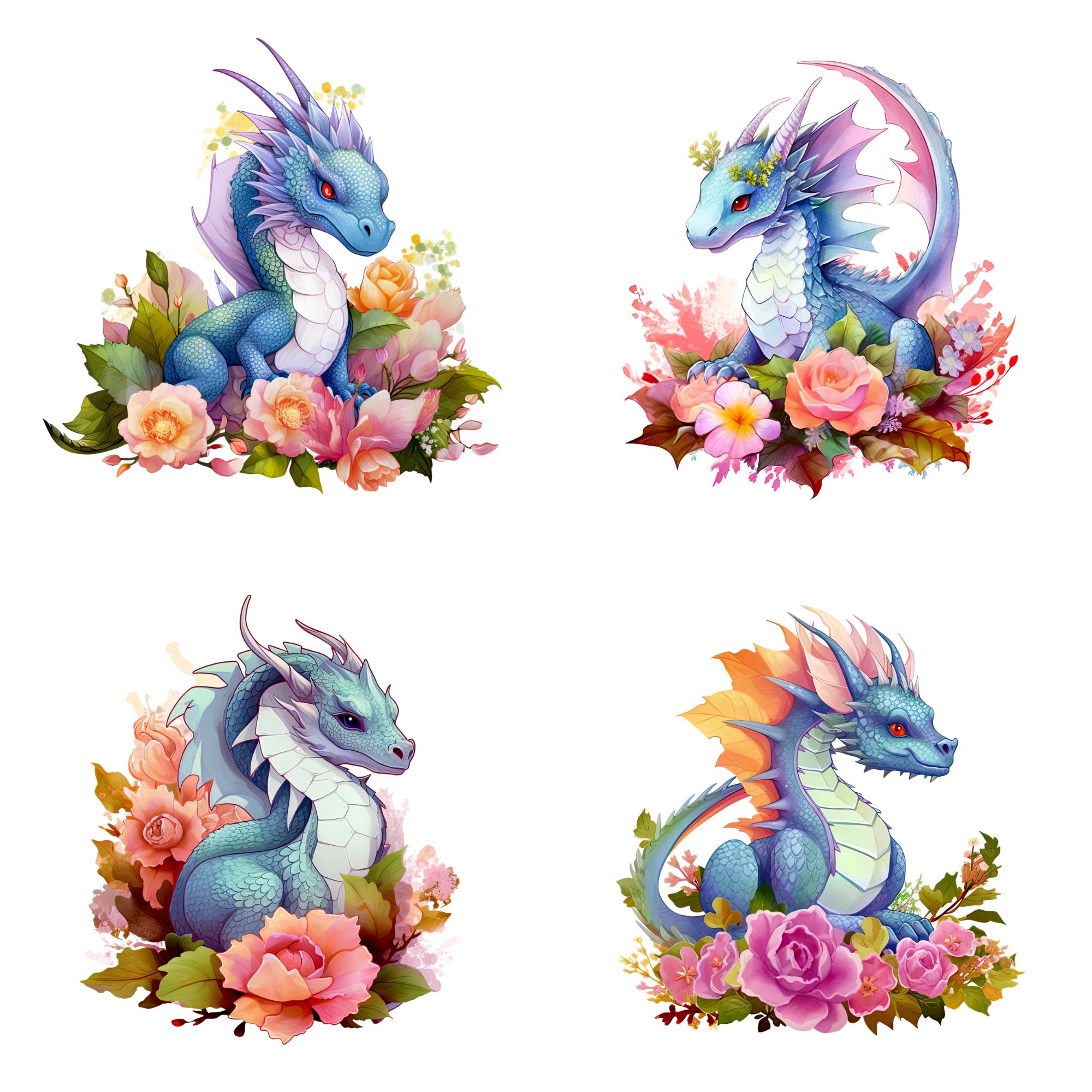 Dragon Clipart Bundle, Fantasy Dragon PNG, Magical Creature Clipart ...