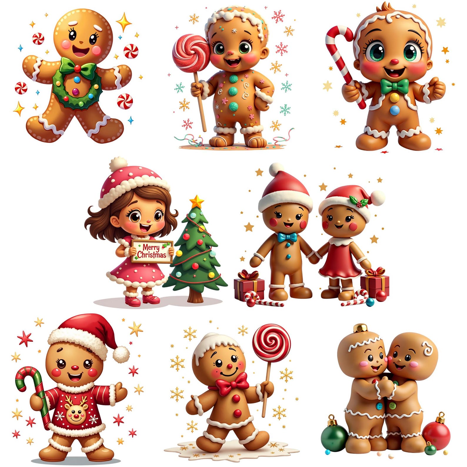 Gingerbread Clipart Bundle, Christmas Gingerbread PNG, Cute Gingerbread ...