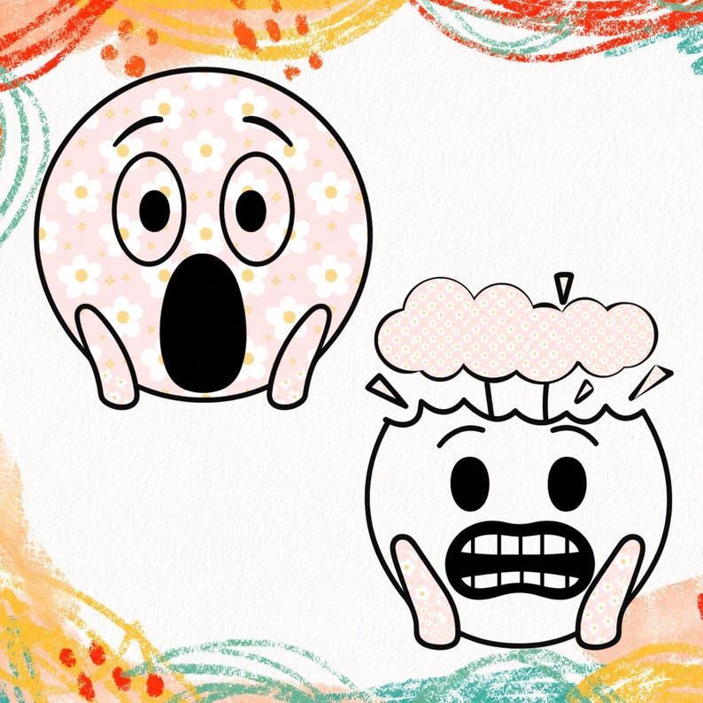 Shocked Emoji Clipart PNG Bundle, 5 Surprised Face PNG Files for ...