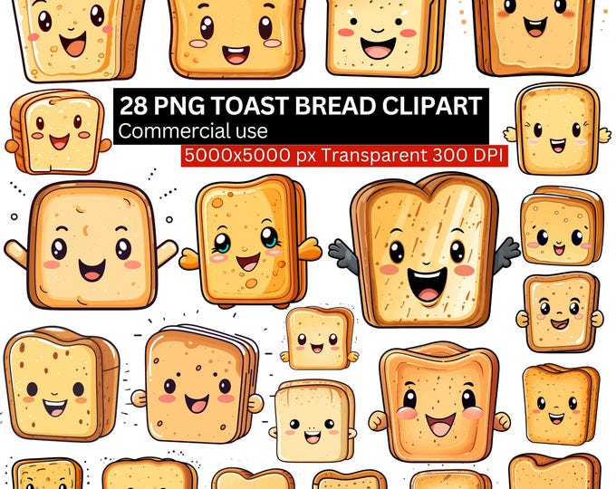 Cute Kawaii Printable Toasts Clipart / Commercial Use/ PNG - Etsy Canada