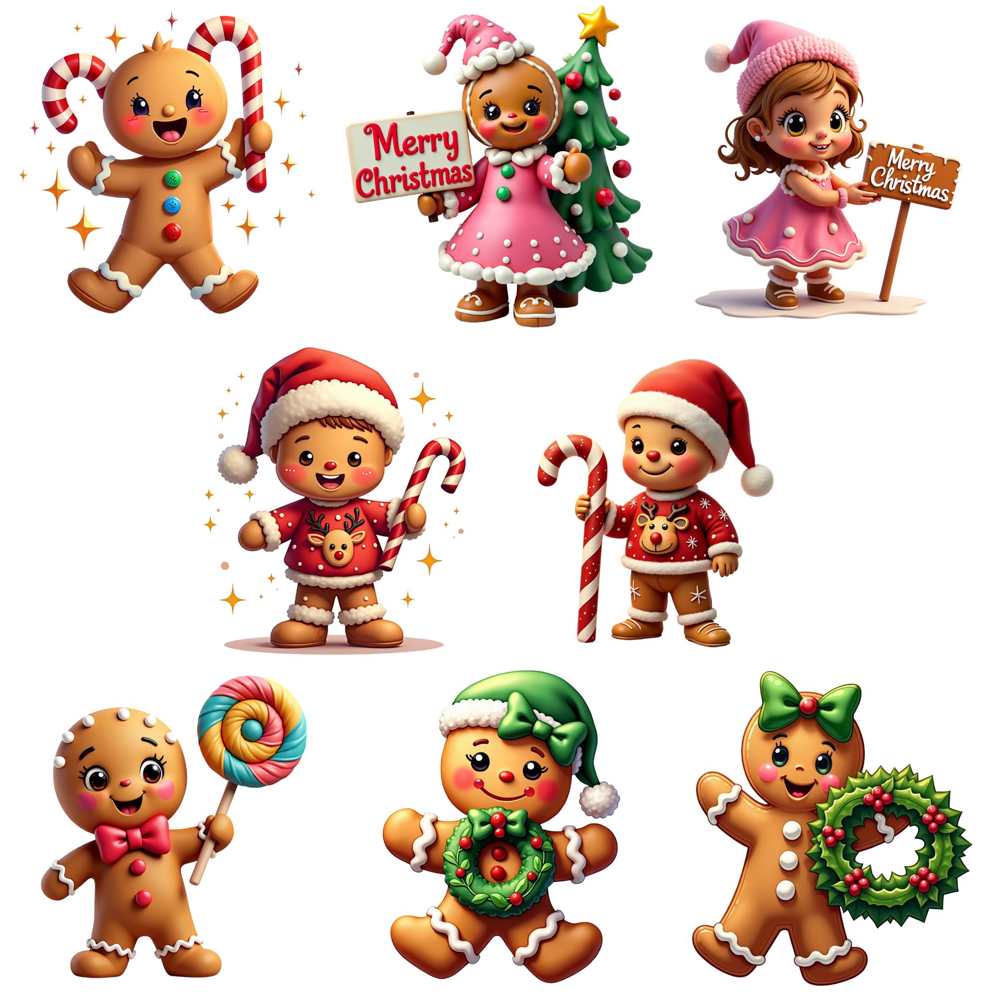 Gingerbread Clipart Bundle, Christmas Gingerbread PNG, Cute Gingerbread ...