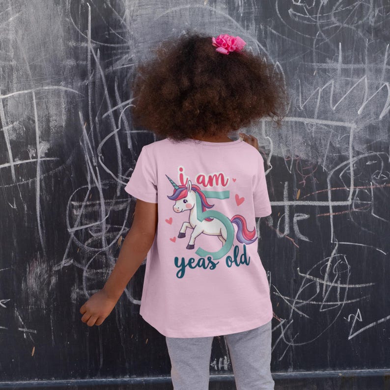 Unicorn Birthday Girl Sublimation, 2 PNG Birthday Shirt Design, I Am 5 ...