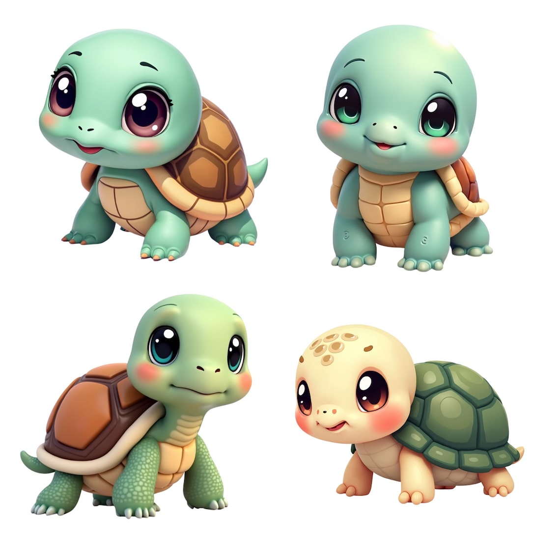 47 Cute Chibi Animals Clipart PNG JPG SVG Bundle, Kawaii Baby Animal ...