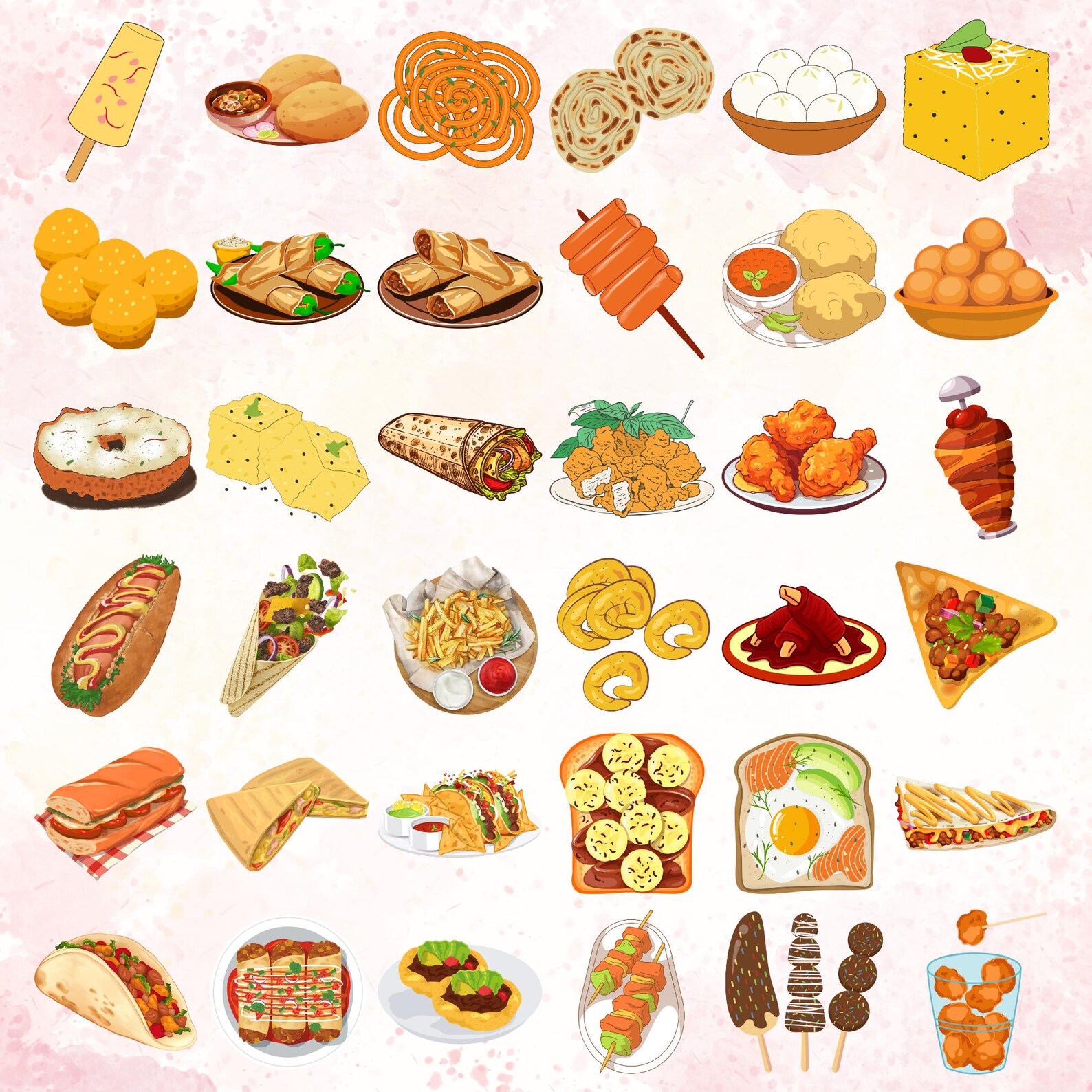 Junk Food Digital Clipart PNG, Fast Food PNG Bundle, Pizza Burger ...