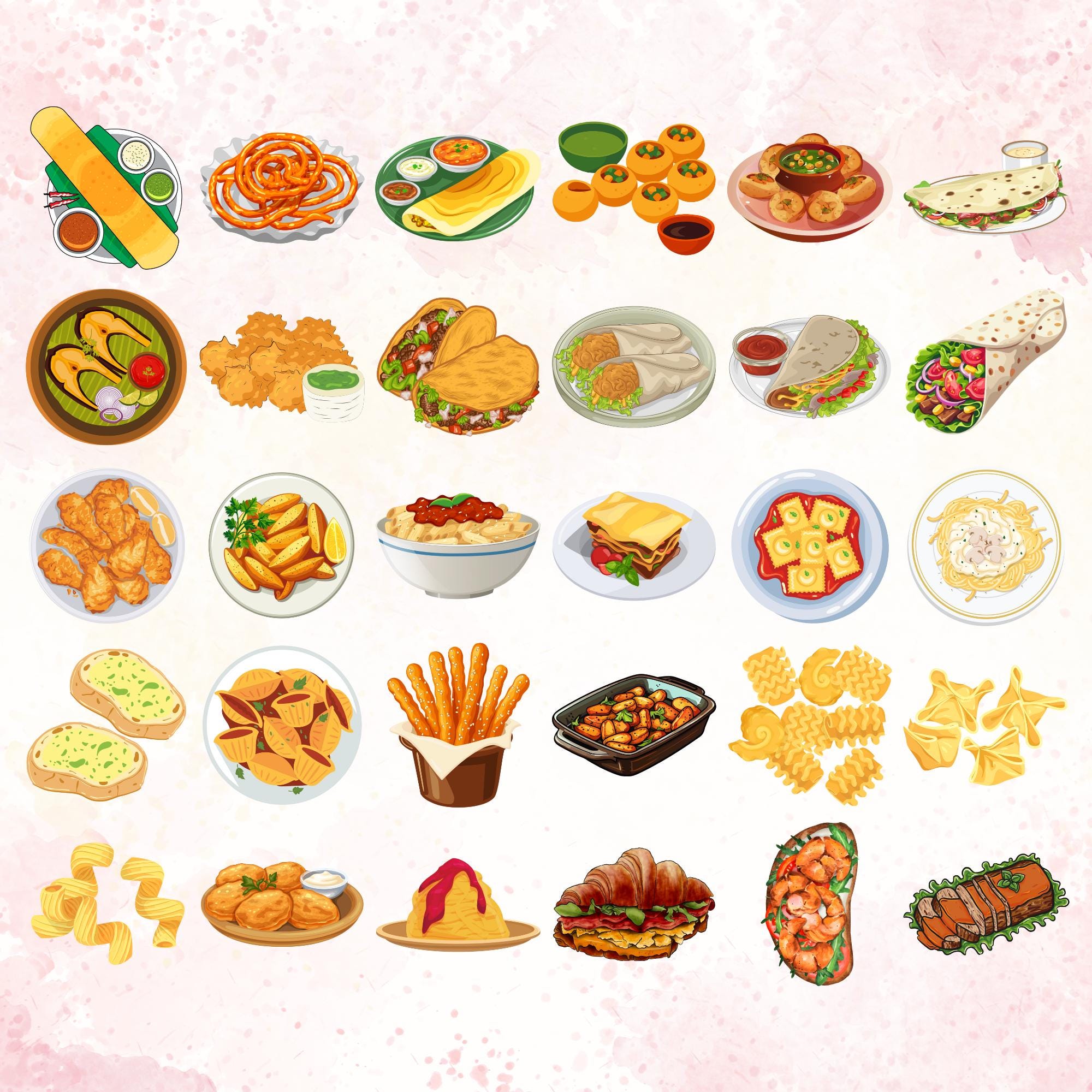 Junk Food Digital Clipart PNG, Fast Food PNG Bundle, Pizza Burger ...