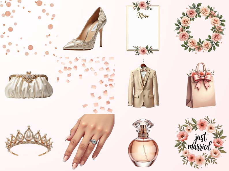 Wedding Clipart Bundle PNG 50 Watercolor Bride Groom Floral Arch ...