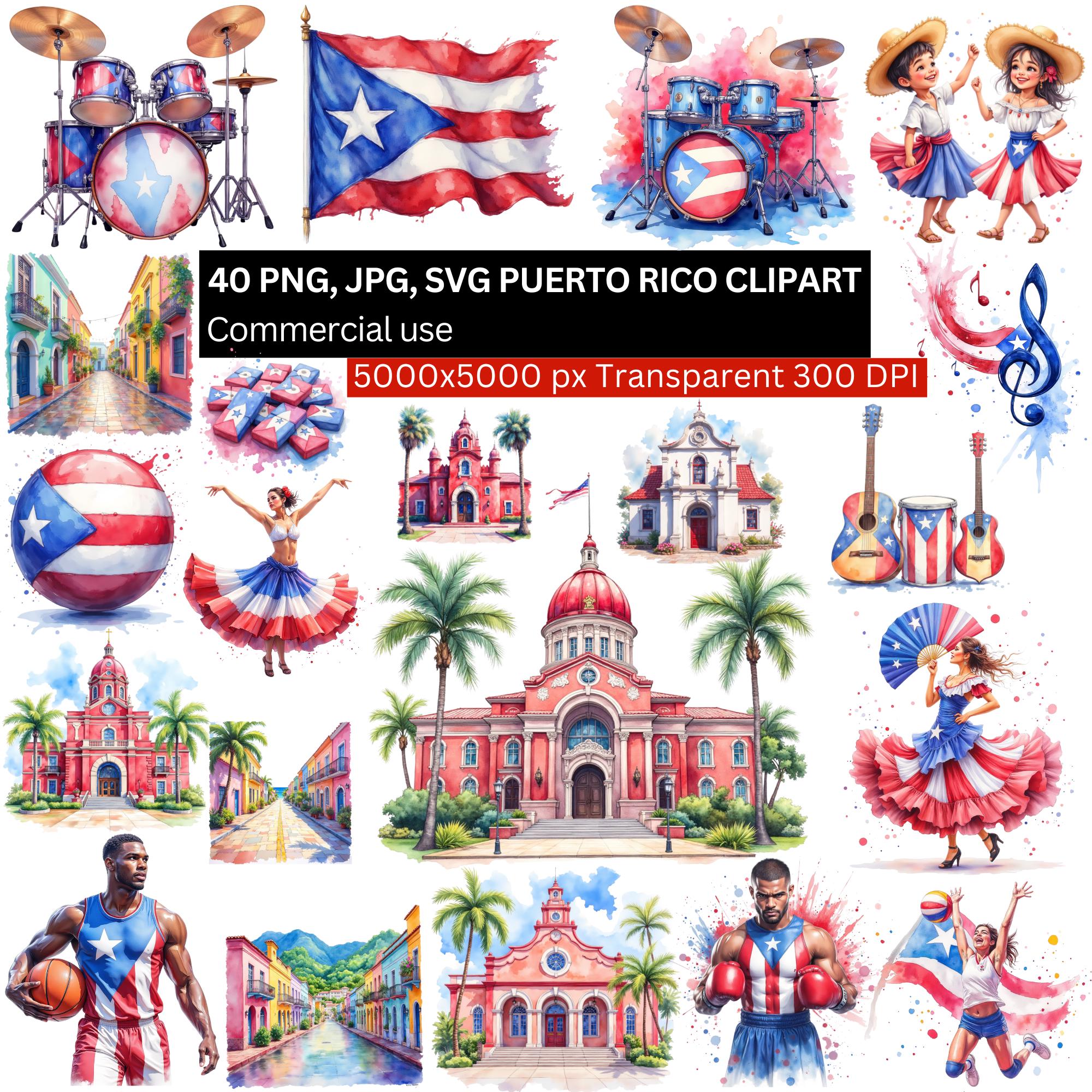 40 Puerto Rico Clipart PNG JPG SVG Bundle, Pr Flag Art & Landmarks ...