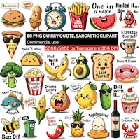 Food Puns Sticker PNG Pack, Food Puns Sticker Set, Food Puns PNG, Food ...