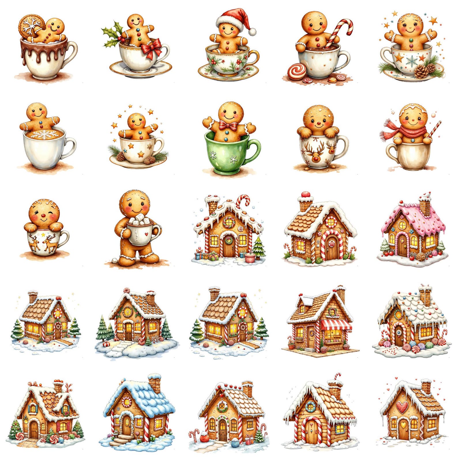 200 PNG Gingerbread Man Clipart, Christmas Cookie PNG, Cute Holiday ...