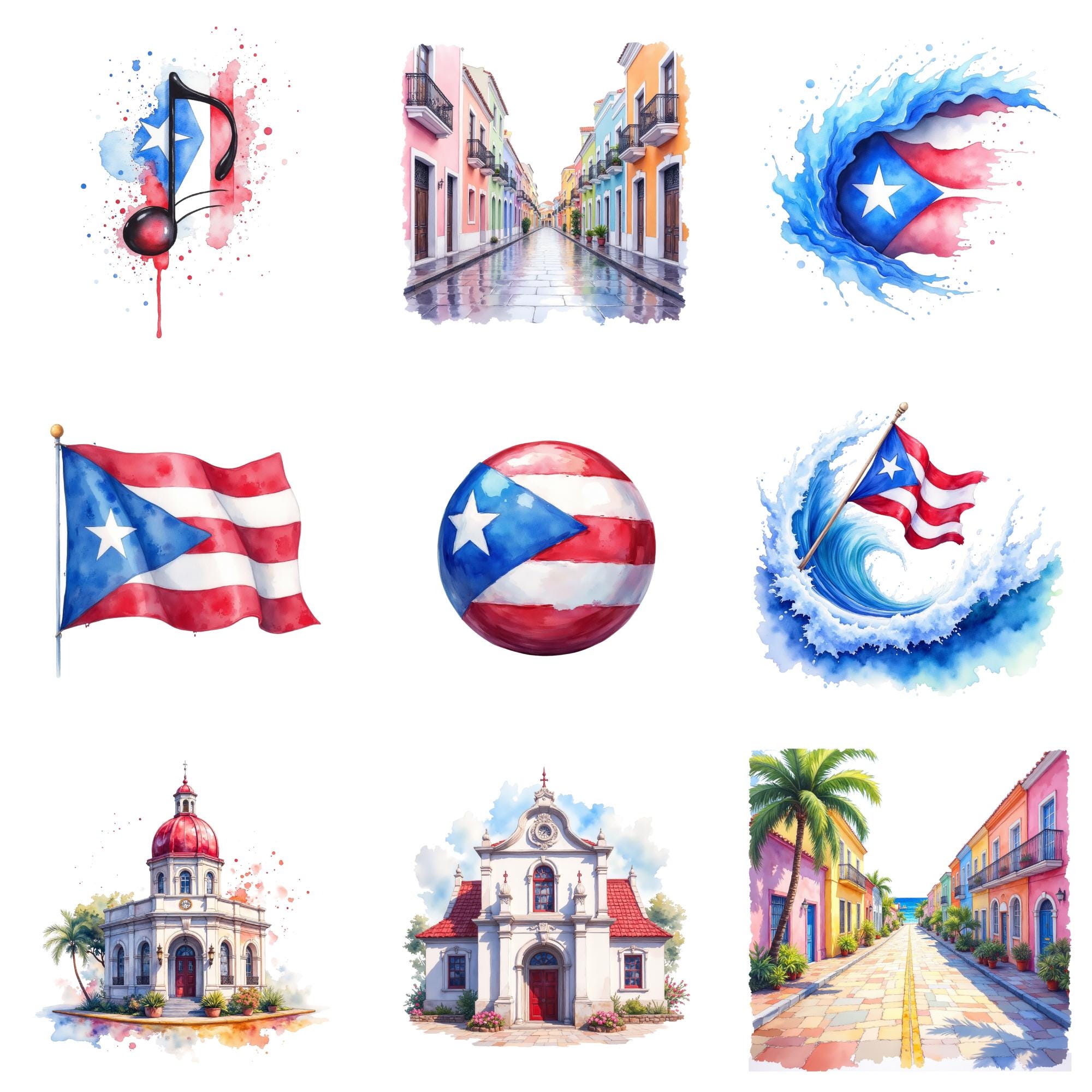 40 Puerto Rico Clipart PNG JPG SVG Bundle, Pr Flag Art & Landmarks ...