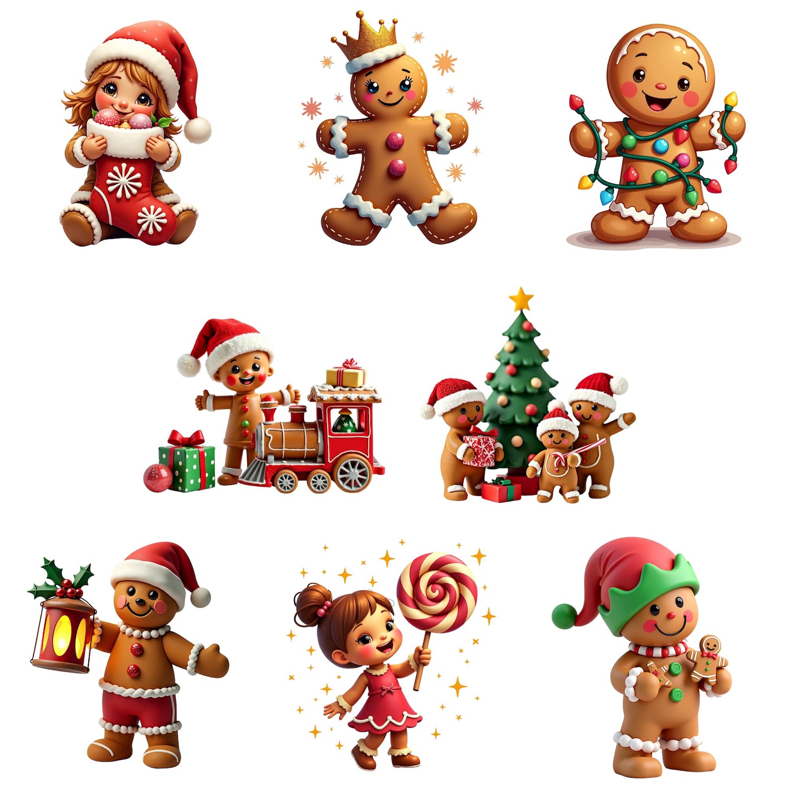 Gingerbread Clipart Bundle, Christmas Gingerbread PNG, Cute Gingerbread ...
