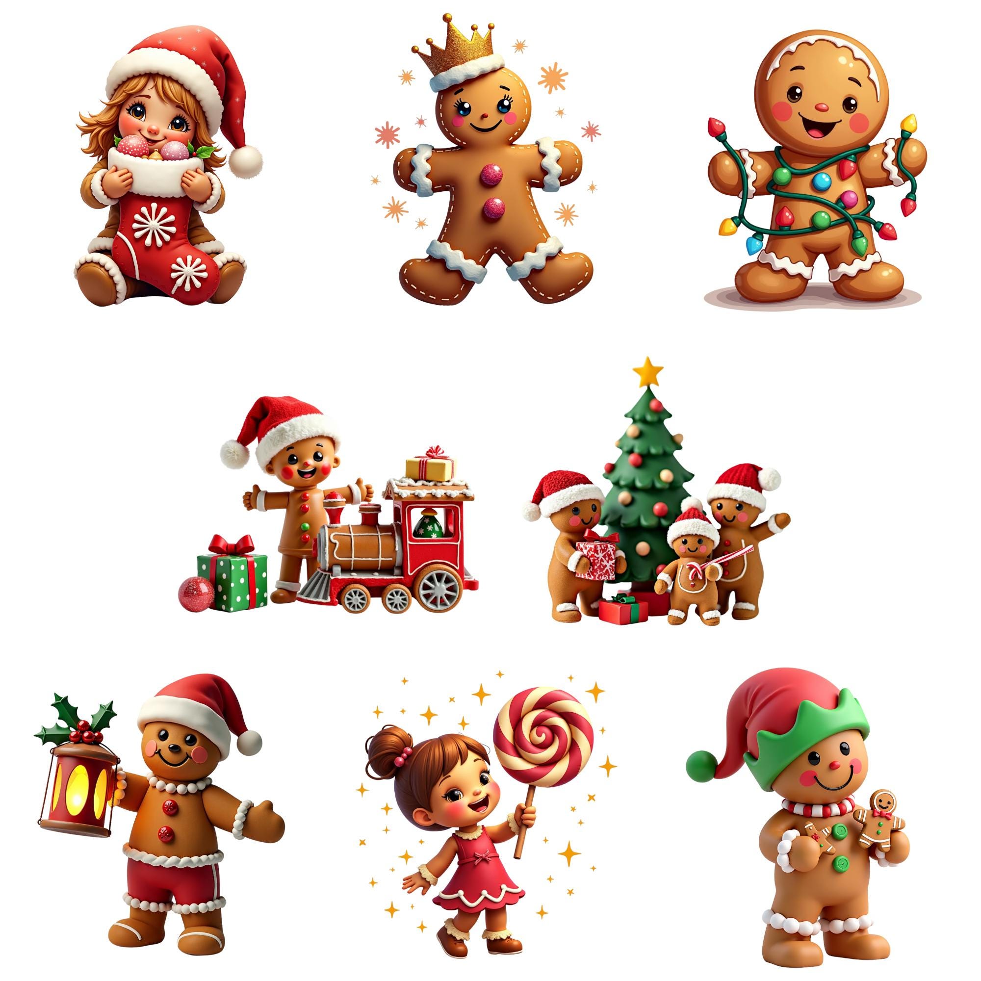 Gingerbread Clipart Bundle, Christmas Gingerbread PNG, Cute Gingerbread ...