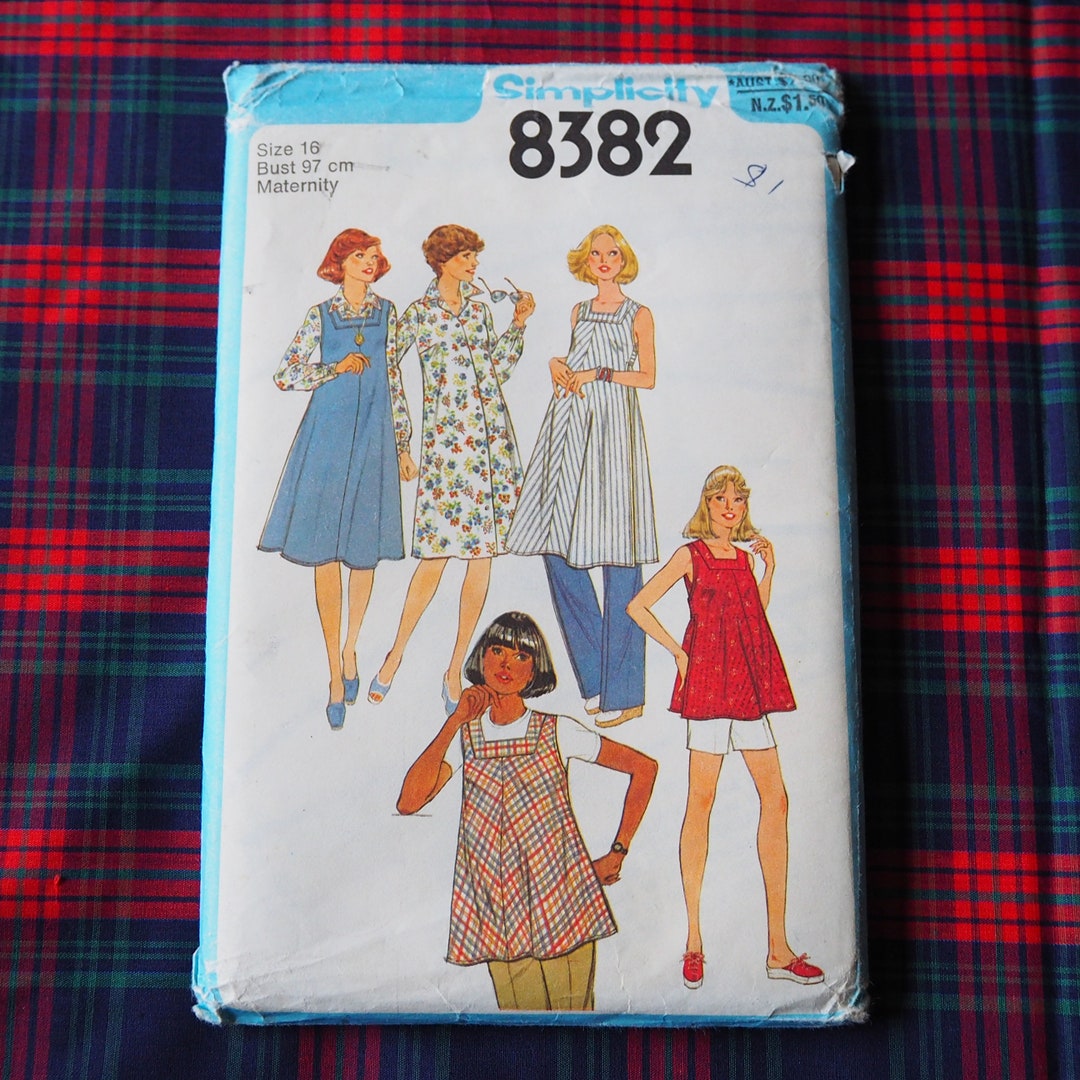 Simplicity 8382, Paper Sewing Pattern, Maternity Dress, Jumper, Top, Pants, Size 16, Uncut/ff ...
