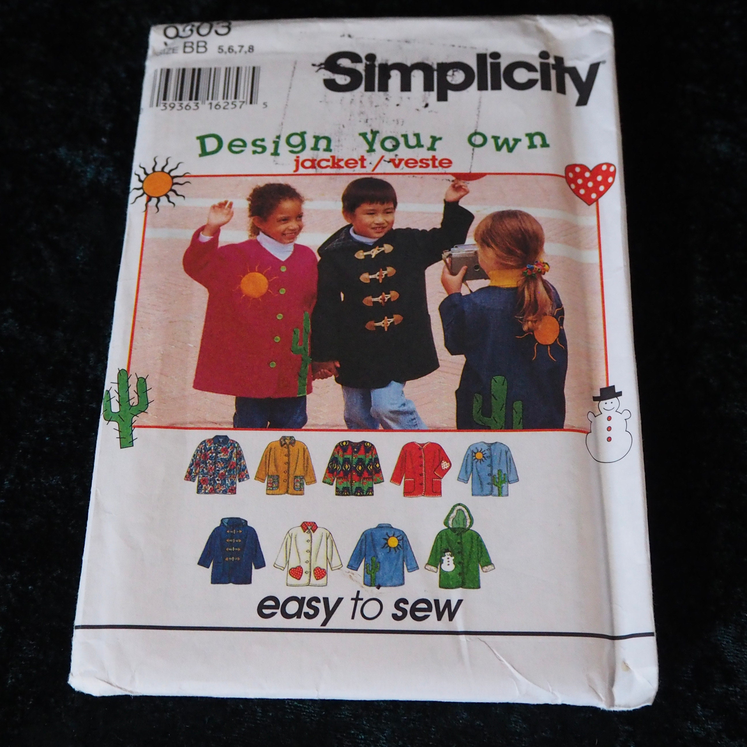 Simplicity 9303, Paper Sewing Pattern, Design Your Own Jacket Kids ...