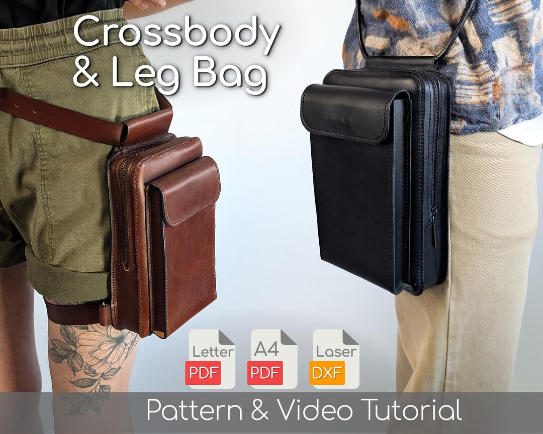 Leather Crossbody and Leg Bag Pattern - Leather Craft Template, PDF ...