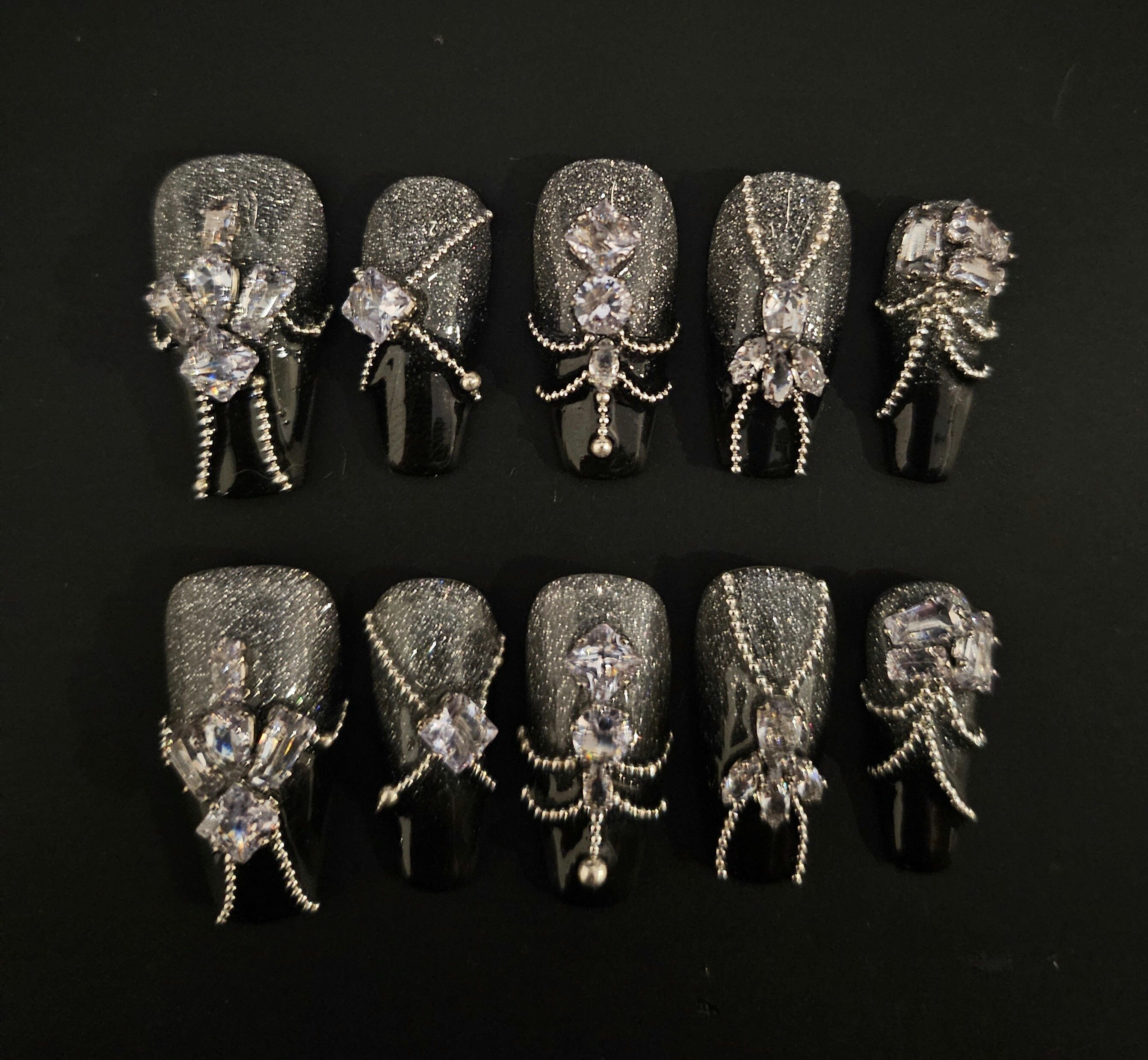 ELEGANCE // Stunning Reflective Chandelier Crystal Nails Hand-made ...