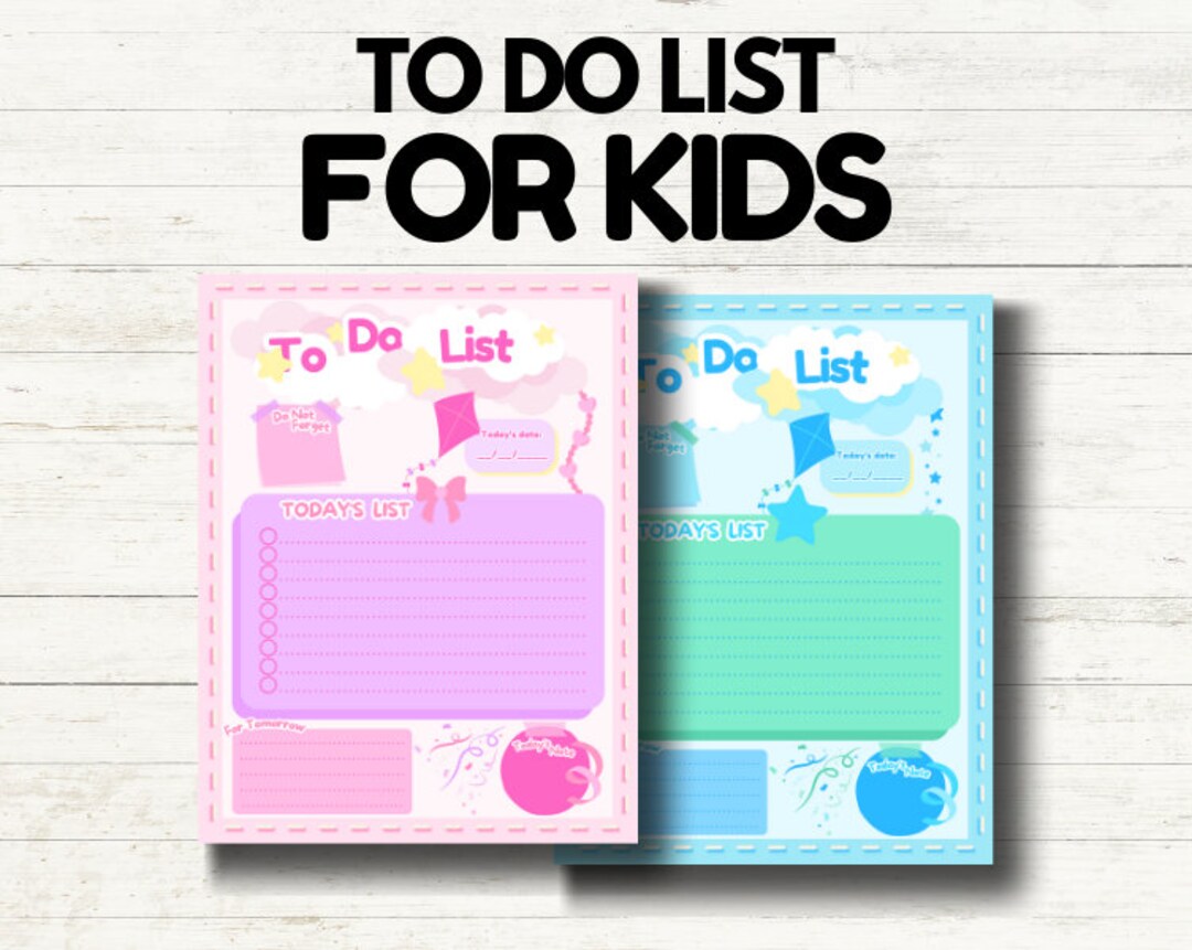 To-Do List For Kids To-Do List For Children To-Do List For - Etsy México