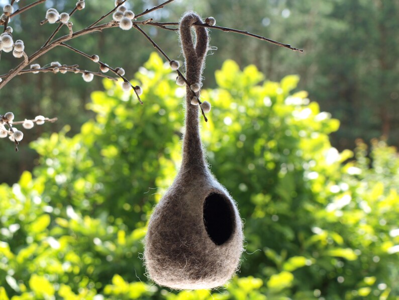 Hanging Wool Felt Bird House - Unique Whimsical Garden Decor ...
