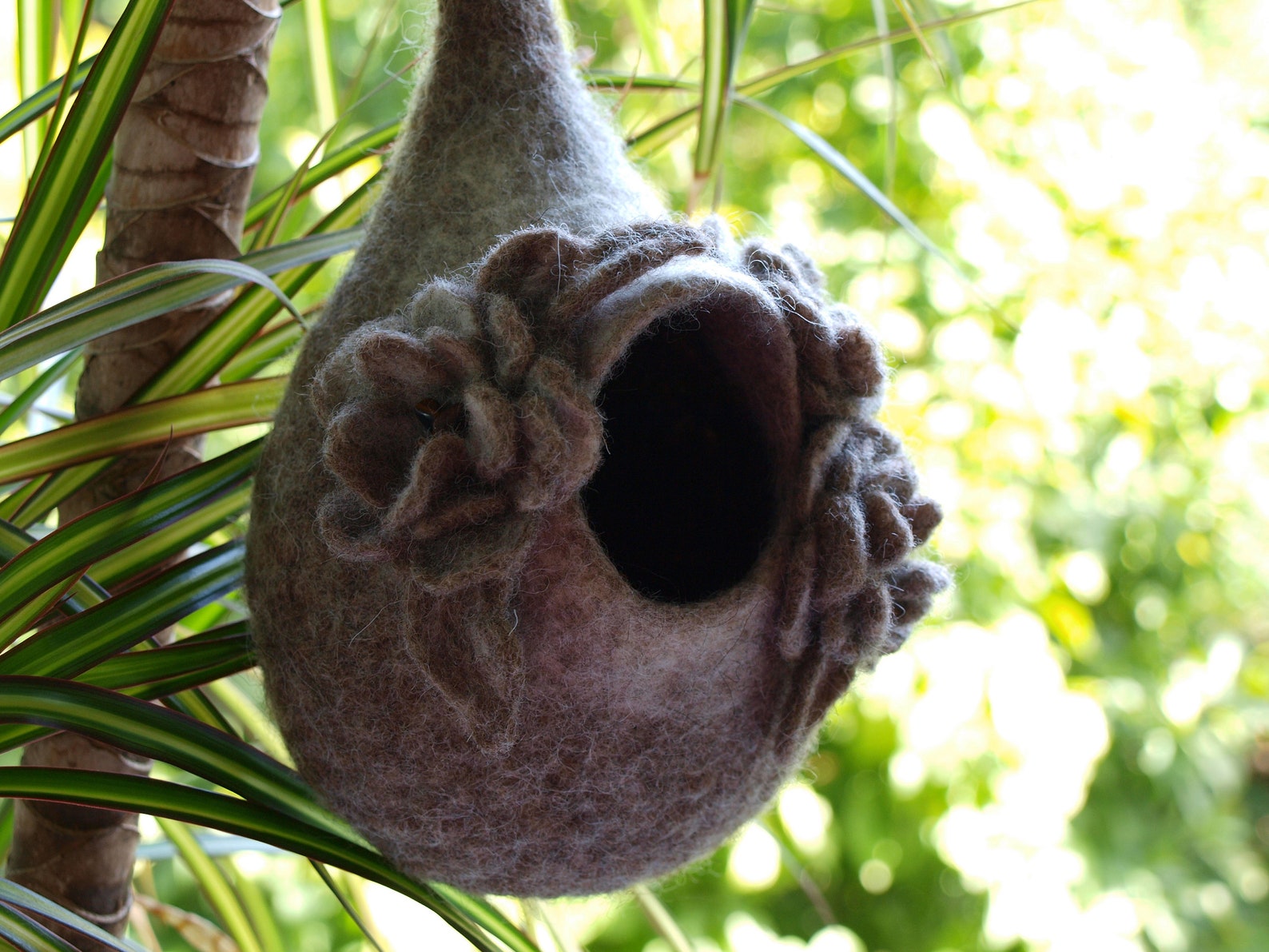 Wool Felt Bird House – Handmade Hanging Bird Nest With Flowers - Etsy