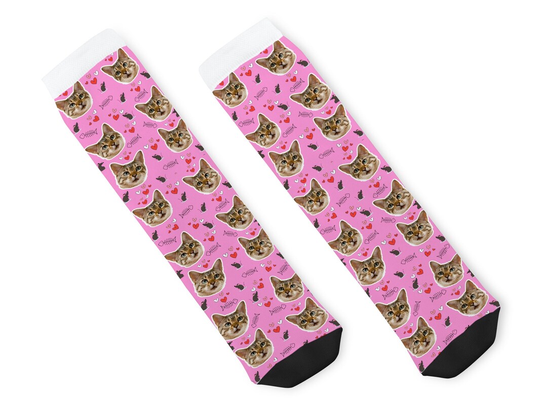 Custom Cat Face Socks Custom Pet Photo Footwear Gift for - Etsy
