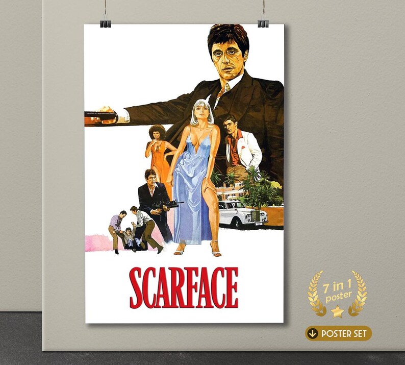 Scarface Poster Set: Al Pacino Gangster Movie Art (digital Download, 7 ...