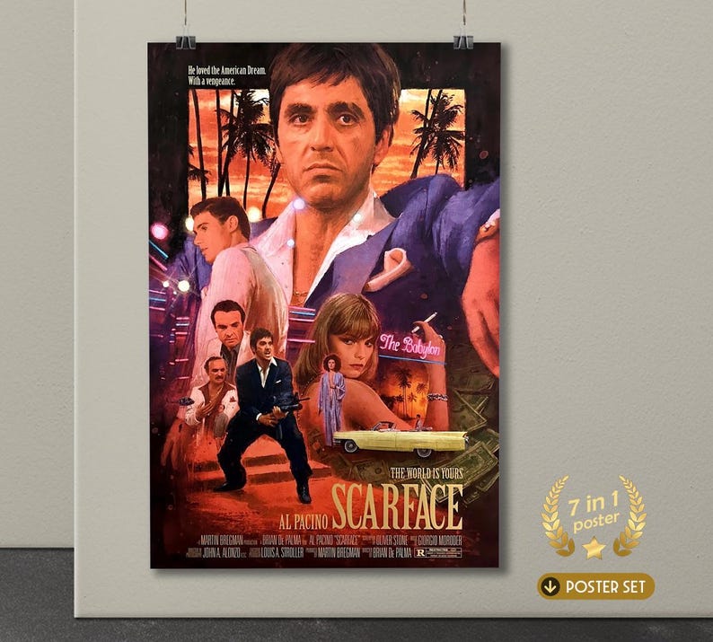 Scarface Poster Set: Al Pacino Gangster Movie Art (digital Download, 7 ...