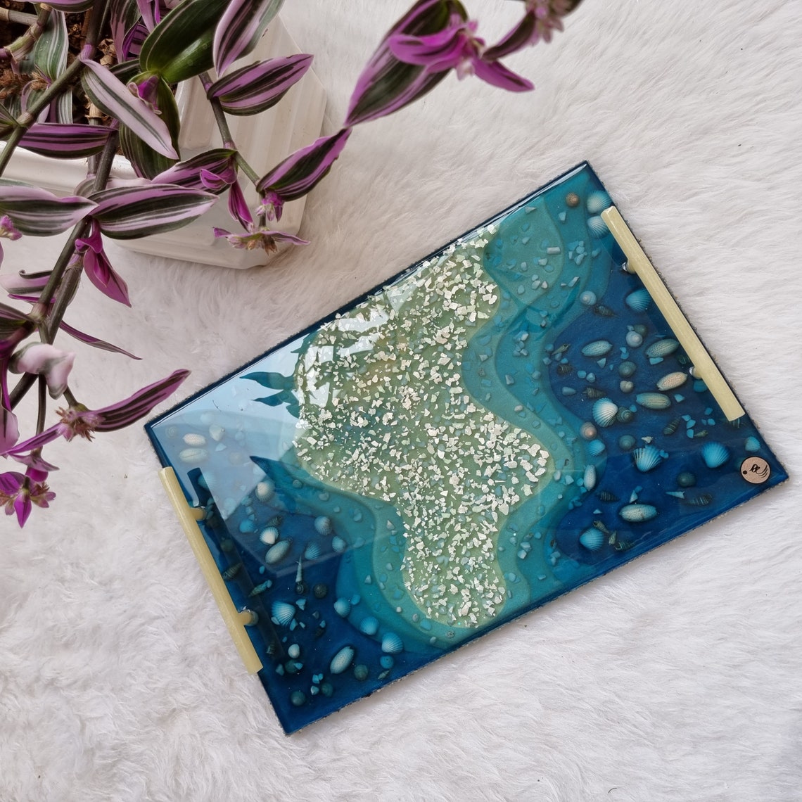 Handmade Resin Tray ,unique Resin Board, Sea Shore, Beautiful Shells ...