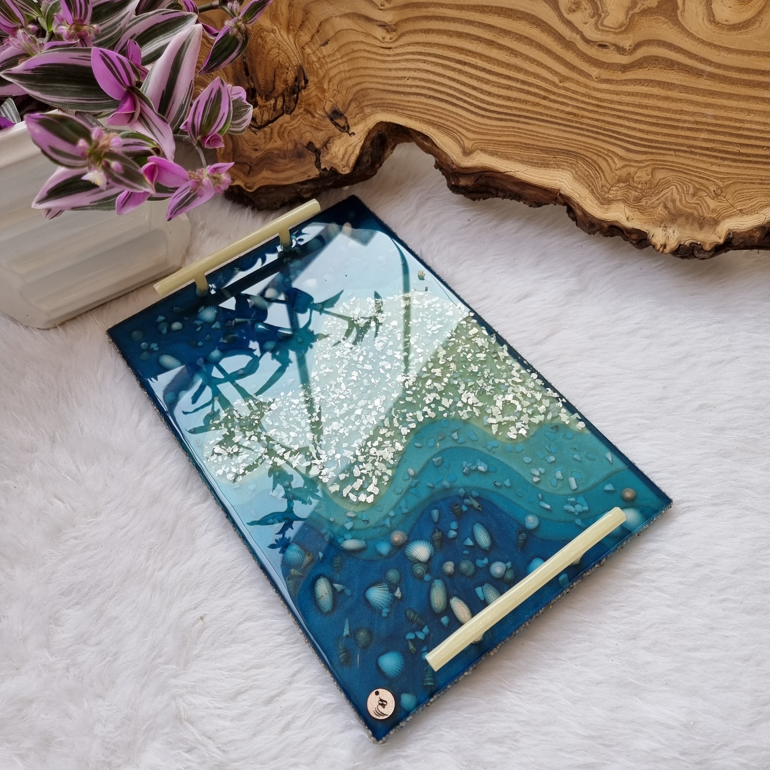 Handmade Resin Tray ,unique Resin Board, Sea Shore, Beautiful Shells ...