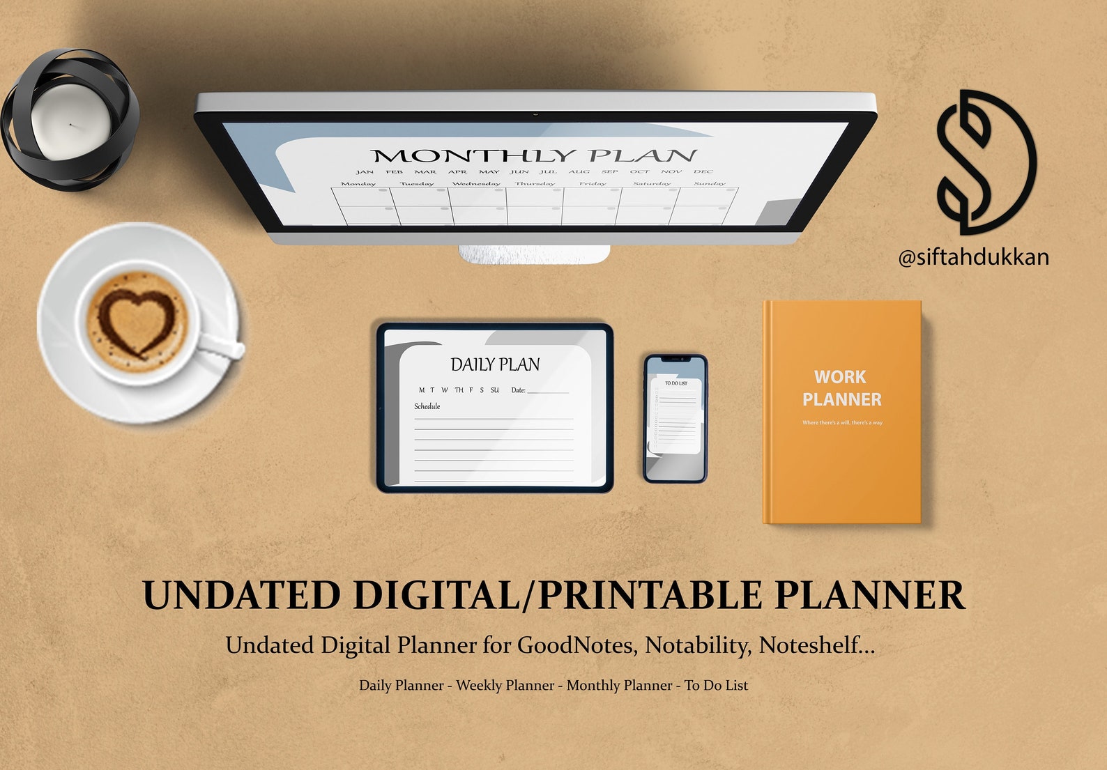 Undated Digital Printable Planner | iPad Goodnotes Planner | Daily ...