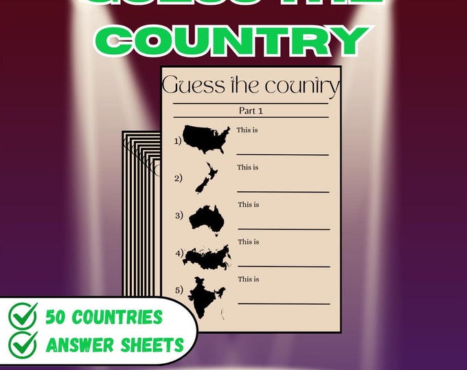 Geography Quiz: Guess the Country Shapes (PDF Download) - Etsy