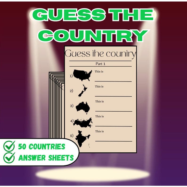 Geography Quiz: Guess the Country Shapes (PDF Download) - Etsy