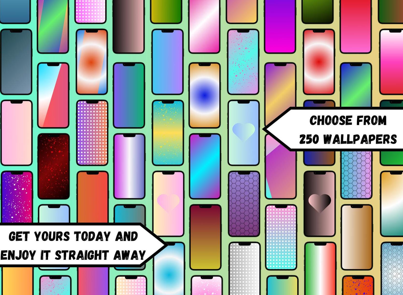 250 Phone Wallpapers, Basic Color Designs (PDF Download) - Etsy