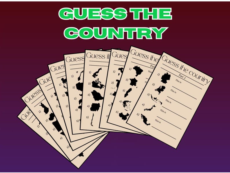 Geography Quiz: Guess the Country Shapes (PDF Download) - Etsy