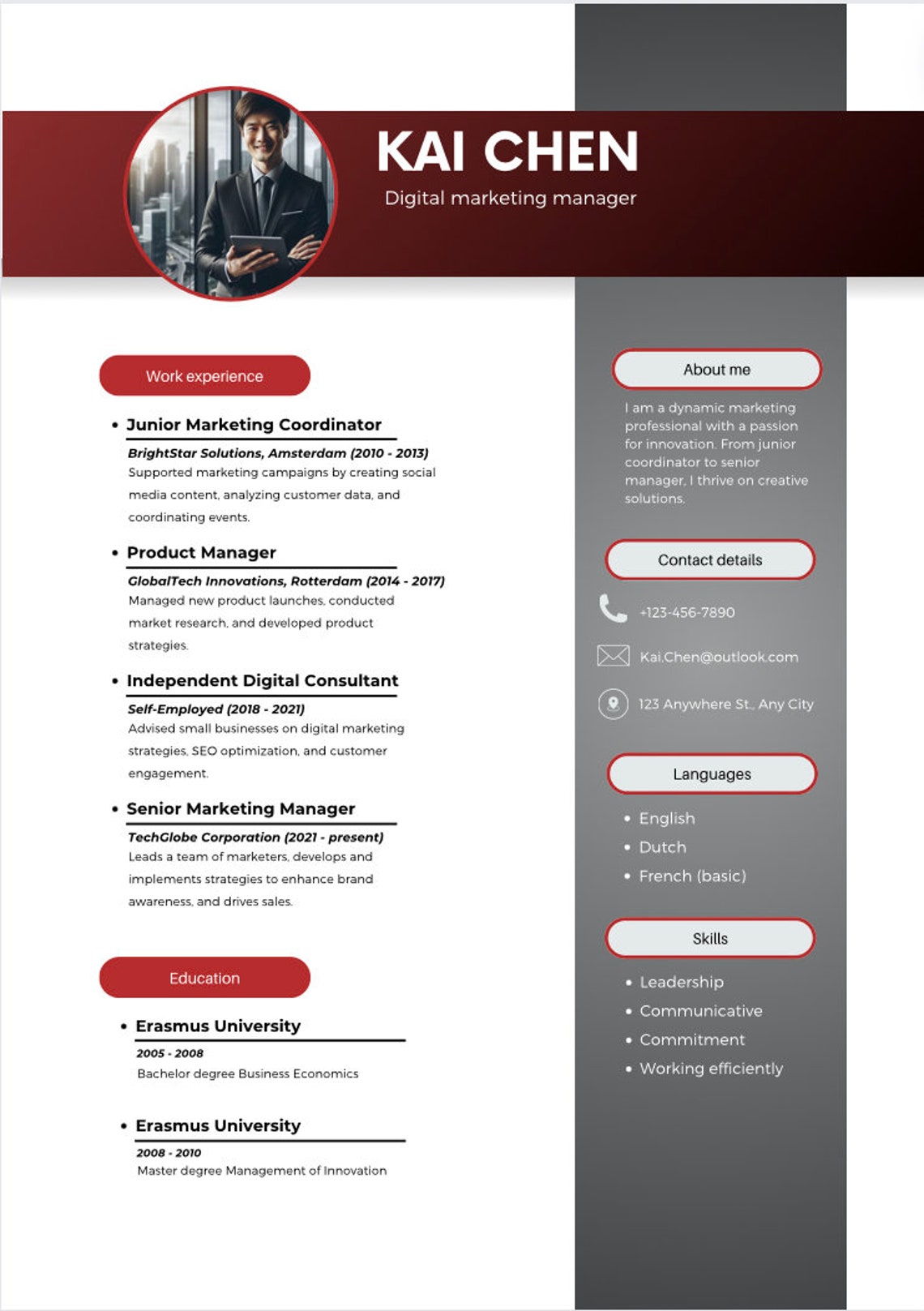 Customizable CV Template, 10 Colors (digital Download) - Etsy