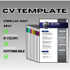 Customizable CV Template, 10 Colors (digital Download) - Etsy