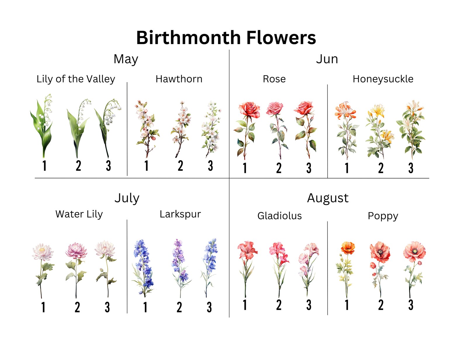Custom Birth Month Family Garden Customer Family Birth Month - Etsy
