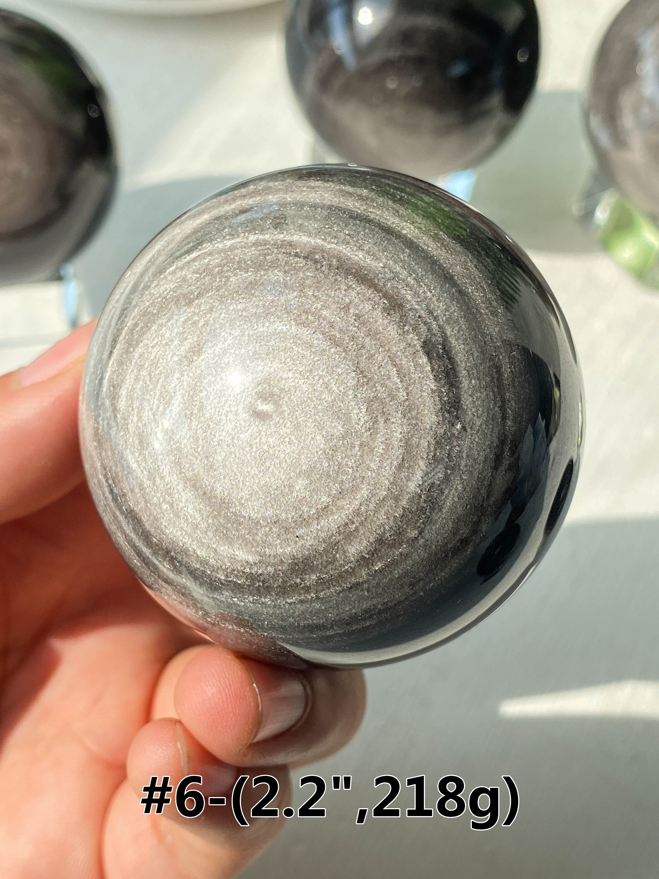 Natural Silver Sheen Obsidian Sphere Ball, Home Decoration, Crystal ...