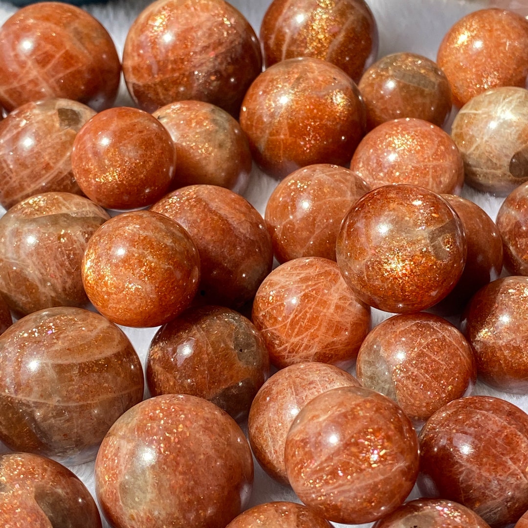 Grade Polished Sunstone Crystal Spheres Flashy Moonstone Gemstone Ball ...