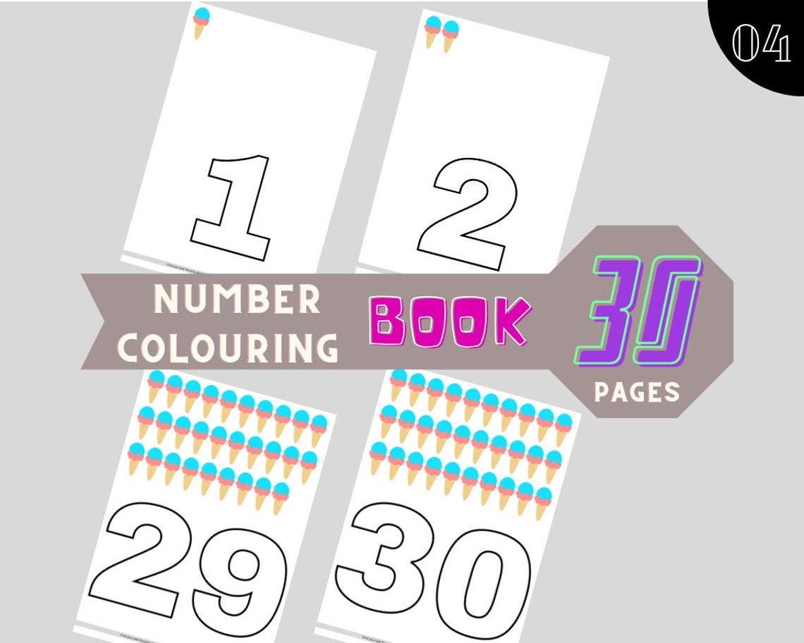 Number Coloring Pages Worksheet for Kids, Number 1 - 30 Kindergarten ...