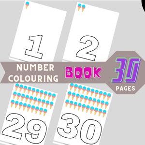 Number Coloring Pages Worksheet for Kids, Number 1 - 30 Kindergarten ...