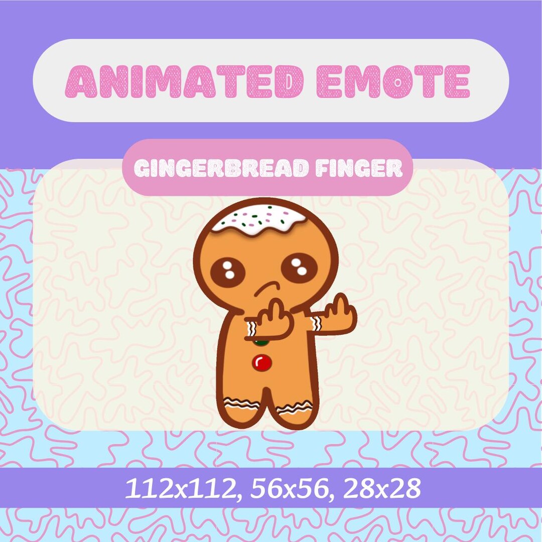 Kawaii Middle Finger Gingerbread Animated Emote for Twitch, Funny Xmas ...