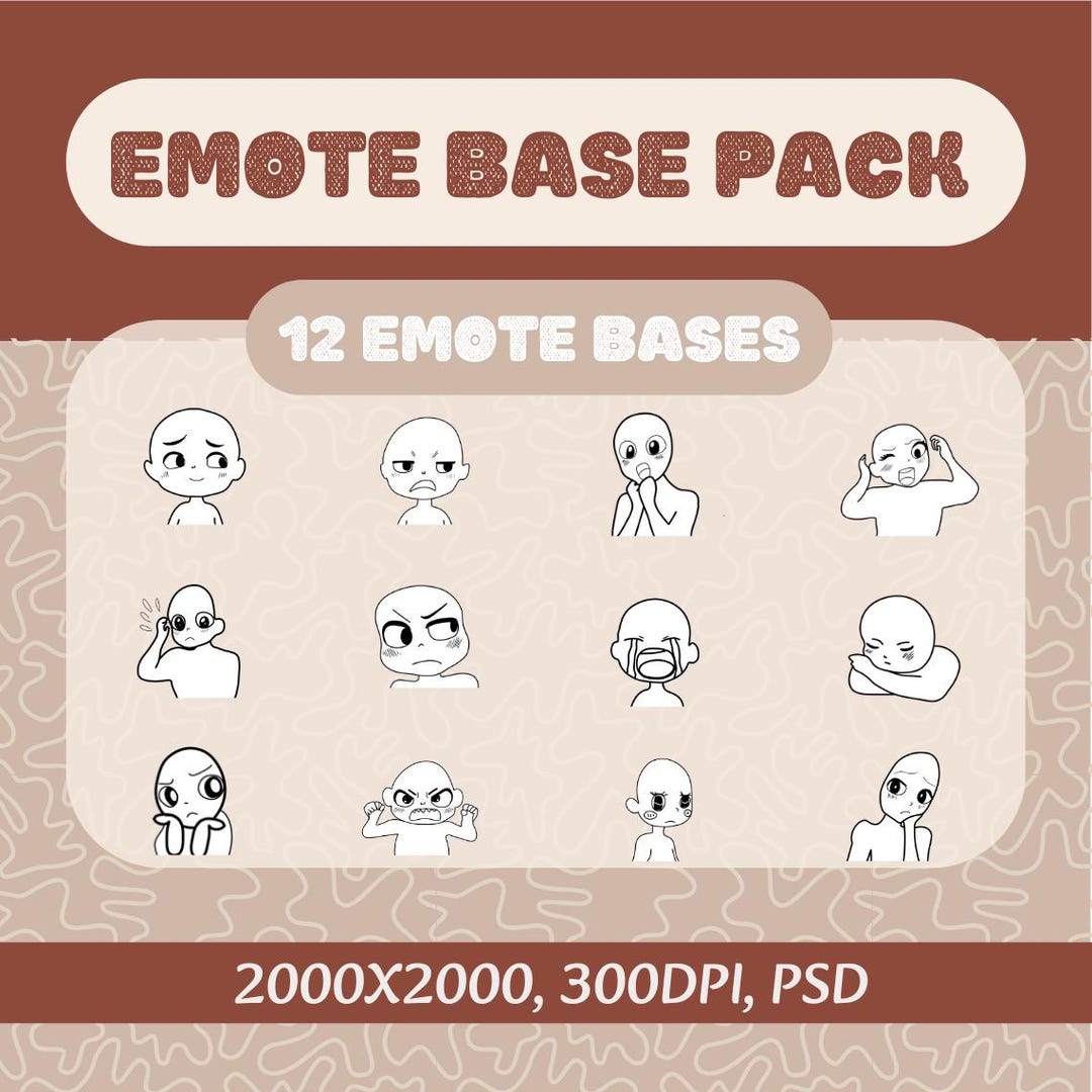 Emote Base Pack, 12 Chibi Emotes, DIY Emote Template for Twitch Discord ...