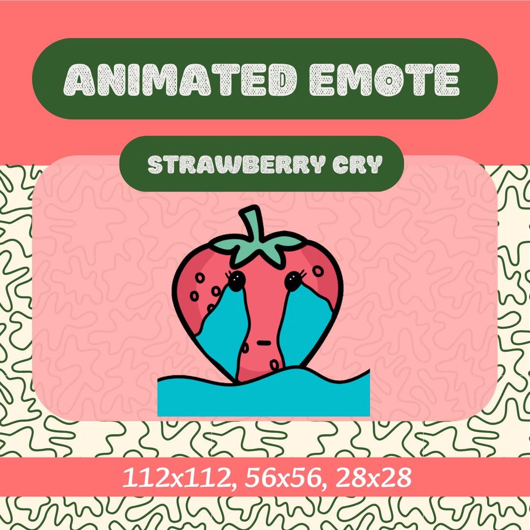 Sad Meme Strawberry Animated Emote for Twitch Discord, Cute Crying ...