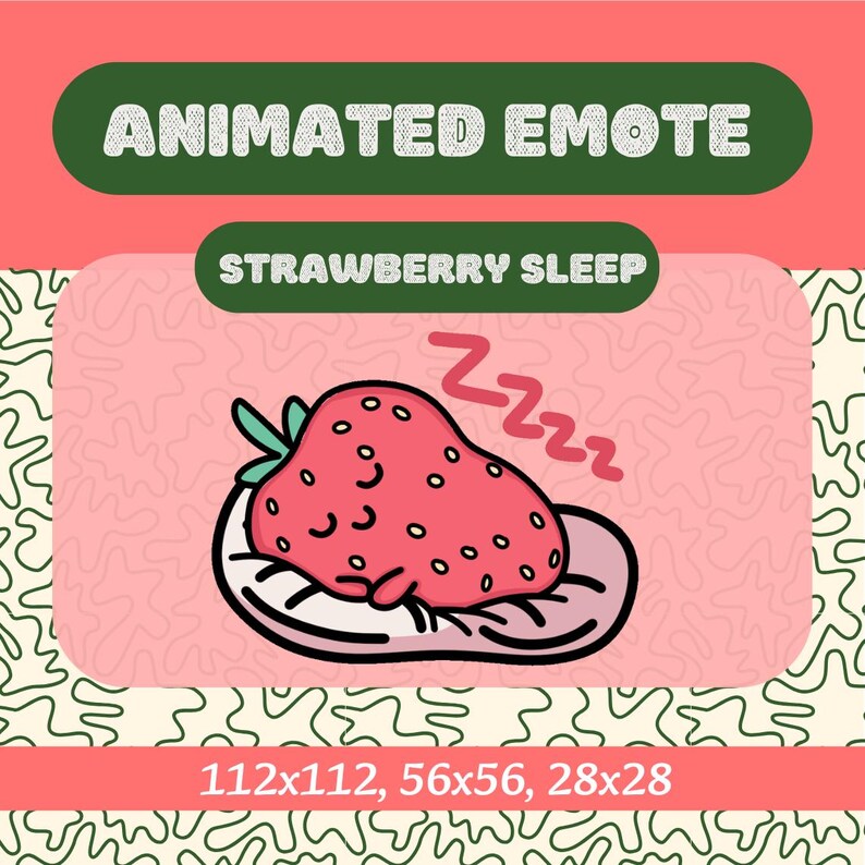 Animated Strawberry Sleeping Emote, Strawberry Emote for Twitch Kick ...