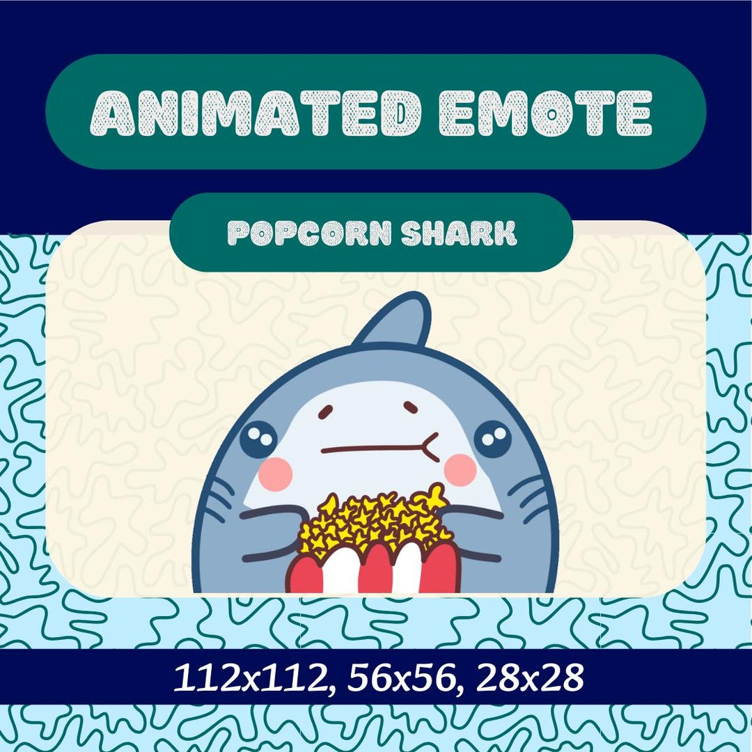 Animated Emote Shark is Eating a Cup of Popcorn, Emote for Streaming ...
