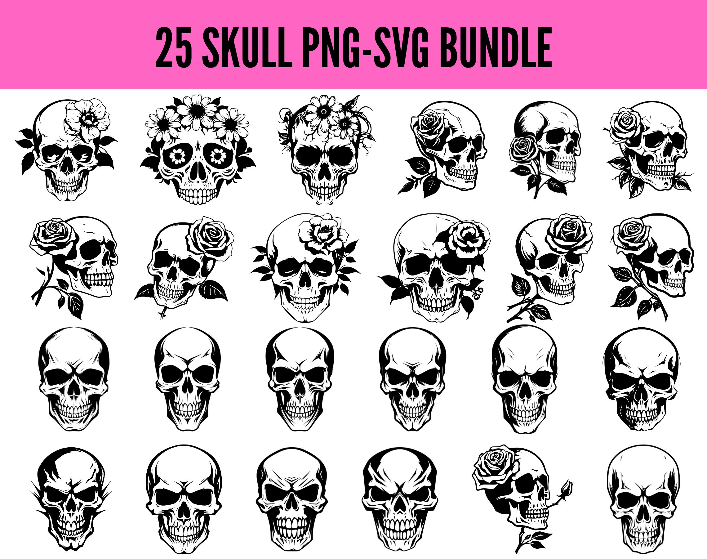 Skull SVG Bundle Halloween Skull Skull Clipart Skull SVG - Etsy